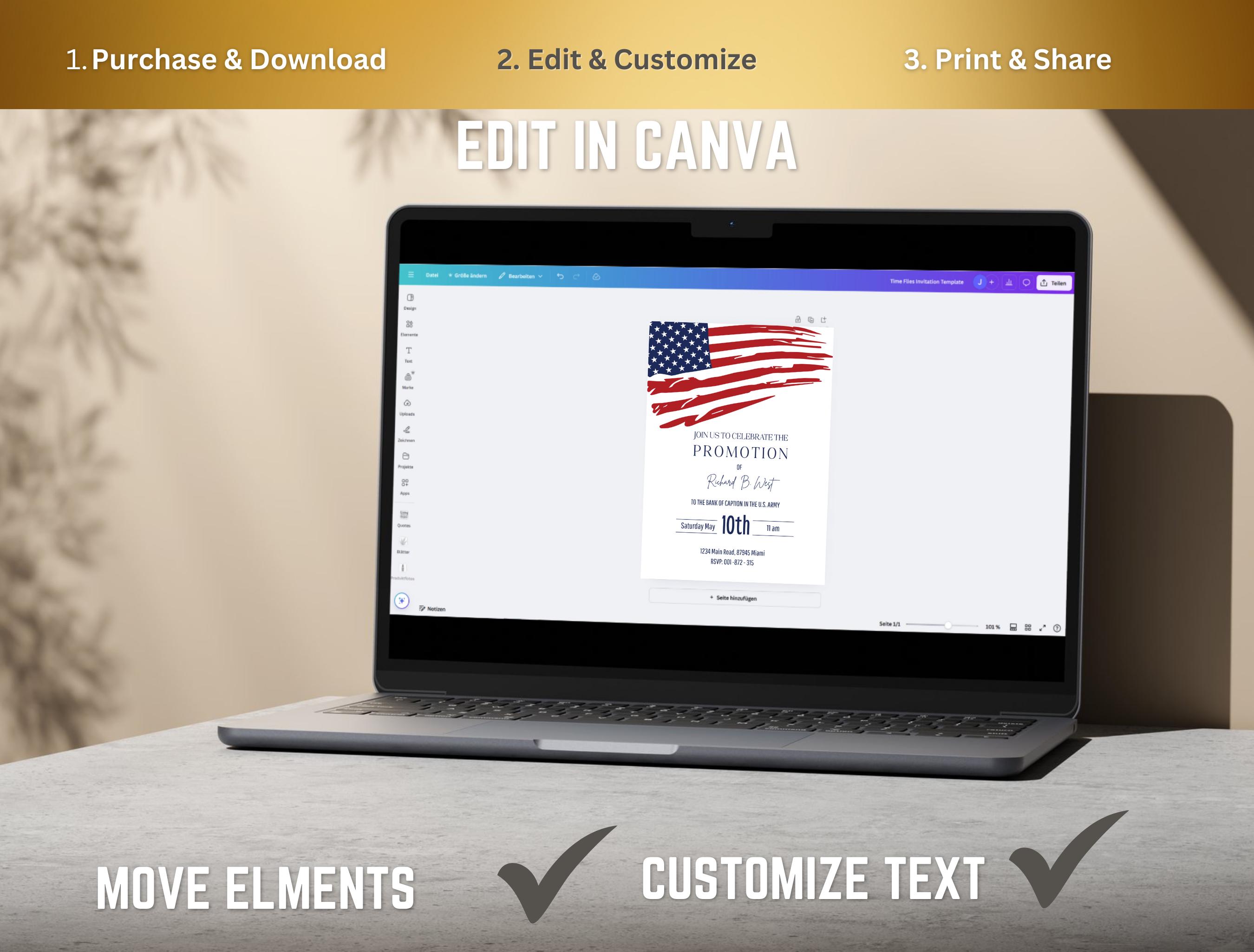 Military Promotion Party Invitation, Printable Army, Marine, Air Force ...