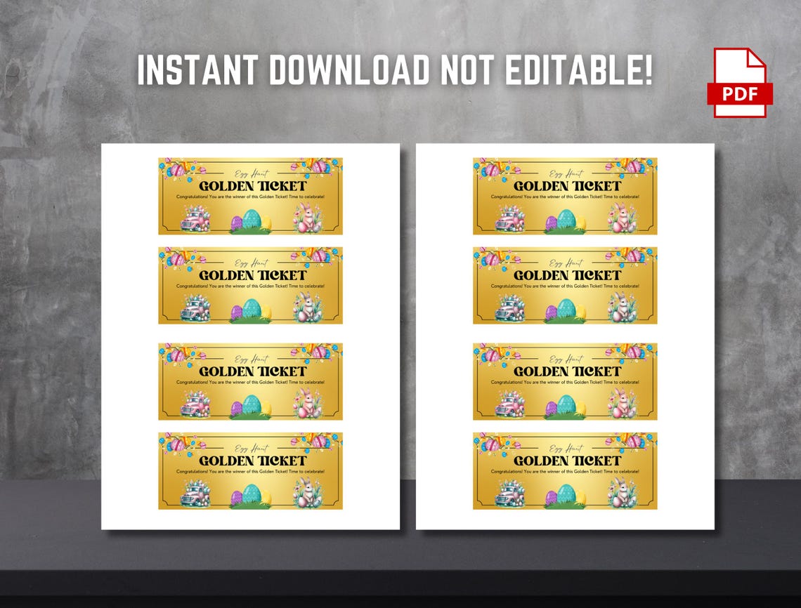 EASTER GOLDEN TICKET | Easter Egg Hunt | Printable Easter Golden Ticket ...
