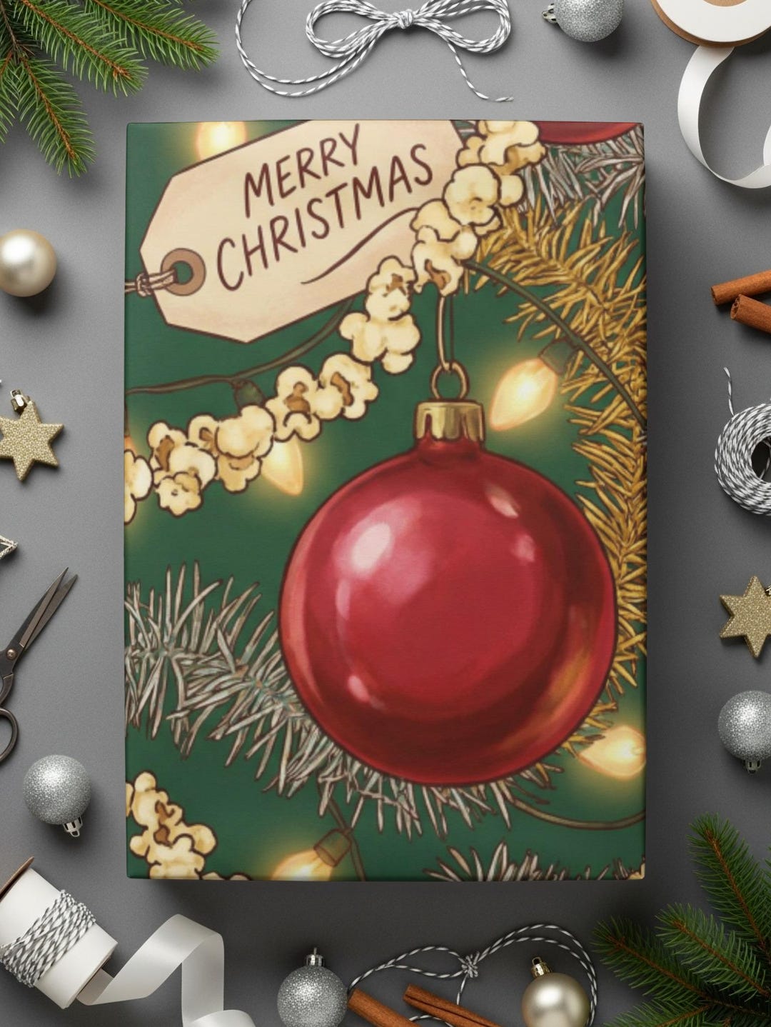 Retro 1990s Christmas Wrapping Paper, Ornament Garland, Holiday Gift ...