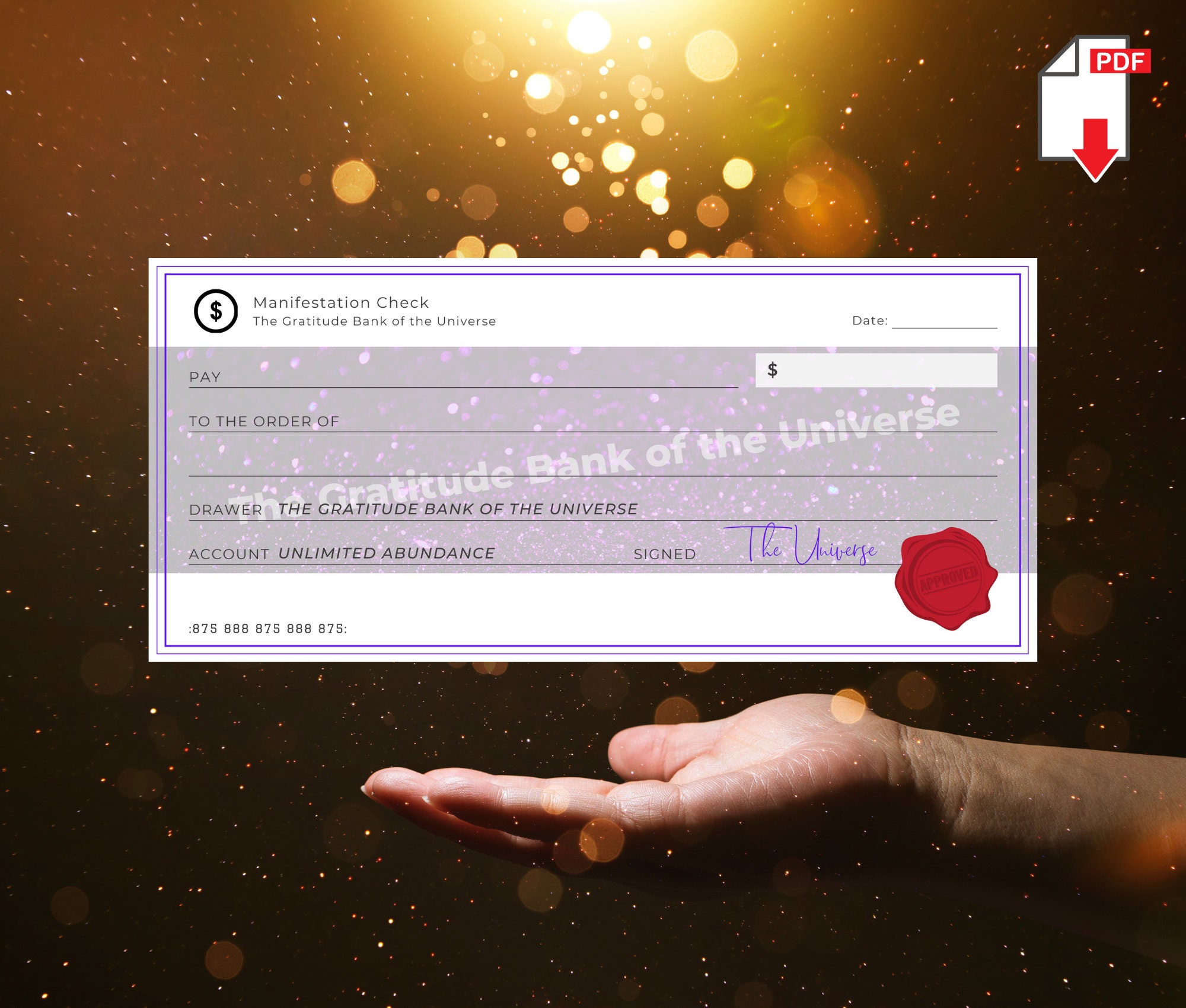 Vision Board Printable Money Check Law of Attraction Manifesting Cheque ...