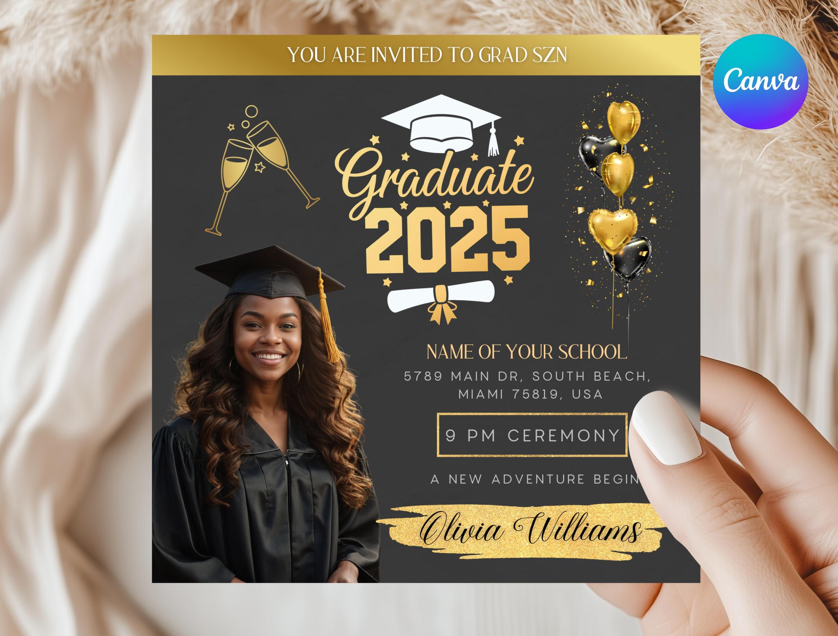Graduate Flyer, Graduation Party Flyer Gold, Graduation Invitation ...