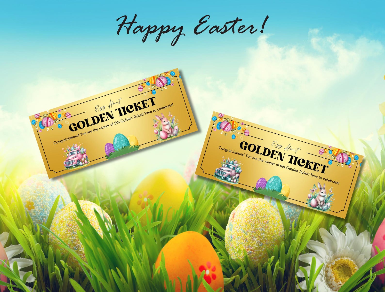 EASTER GOLDEN TICKET | Easter Egg Hunt | Printable Easter Golden Ticket ...