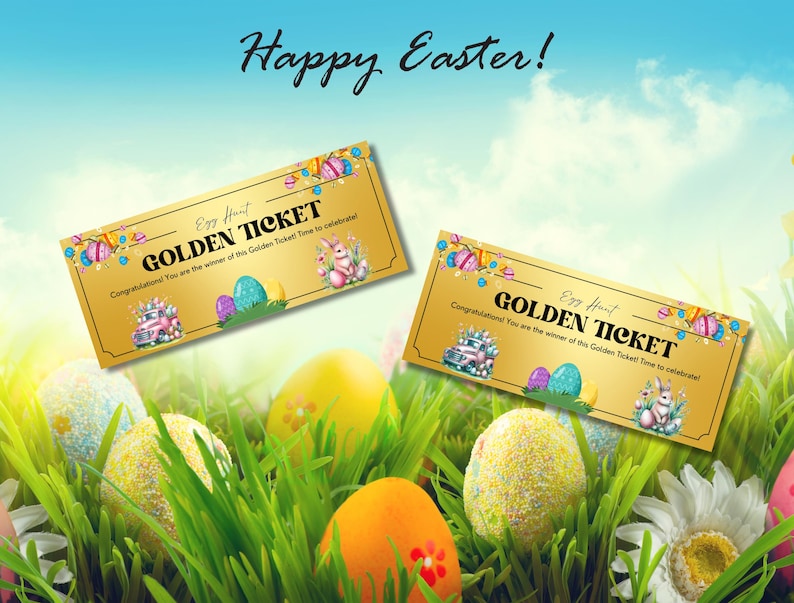 EASTER GOLDEN TICKET | Easter Egg Hunt | Printable Easter Golden Ticket ...