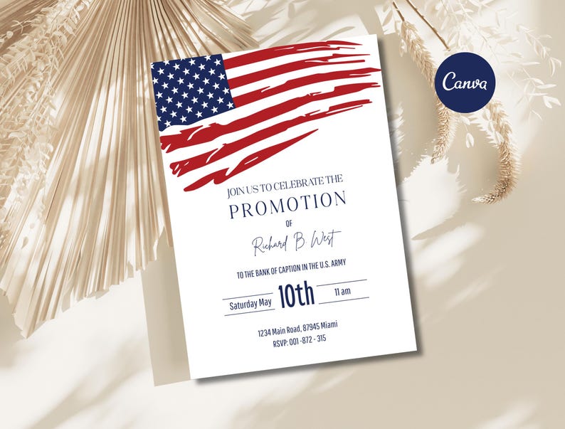 Military Promotion Party Invitation, Printable Army, Marine, Air Force ...