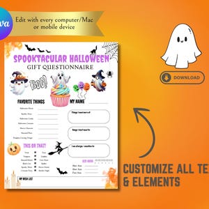 Halloween Questionnaire, Editable Boo Buddy Printable, Boo Basket Gift ...