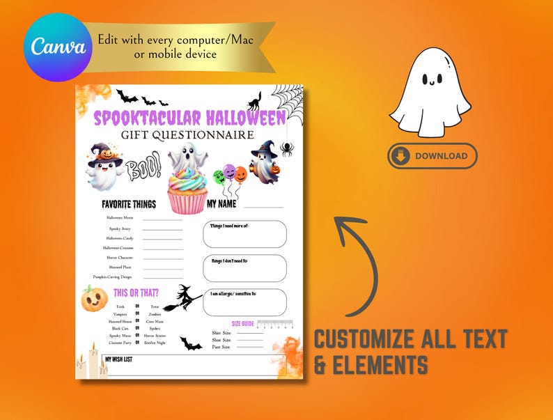 Halloween Questionnaire, Editable Boo Buddy Printable, Boo Basket Gift ...