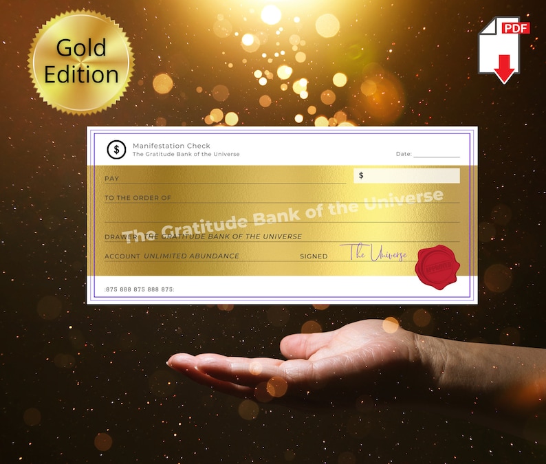 Money Magnet Gold Printable Money Check - Law of Attraction ...