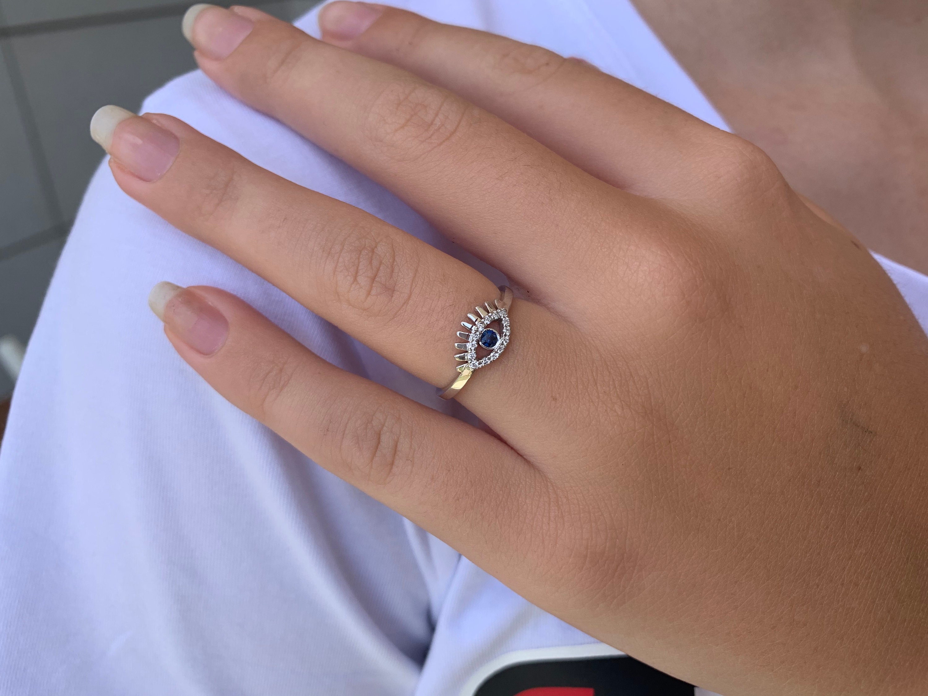 Israeli Jewelry Sapphire and Diamonds Boho Engagement Ring - Etsy