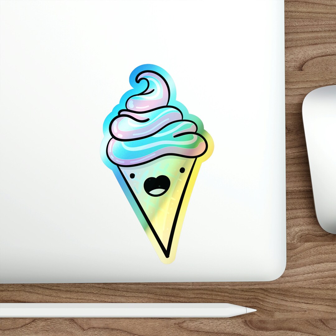 Oh Boy Ice Cream - Holographic Die-cut Sticker - Ice Cream || Doodle ...
