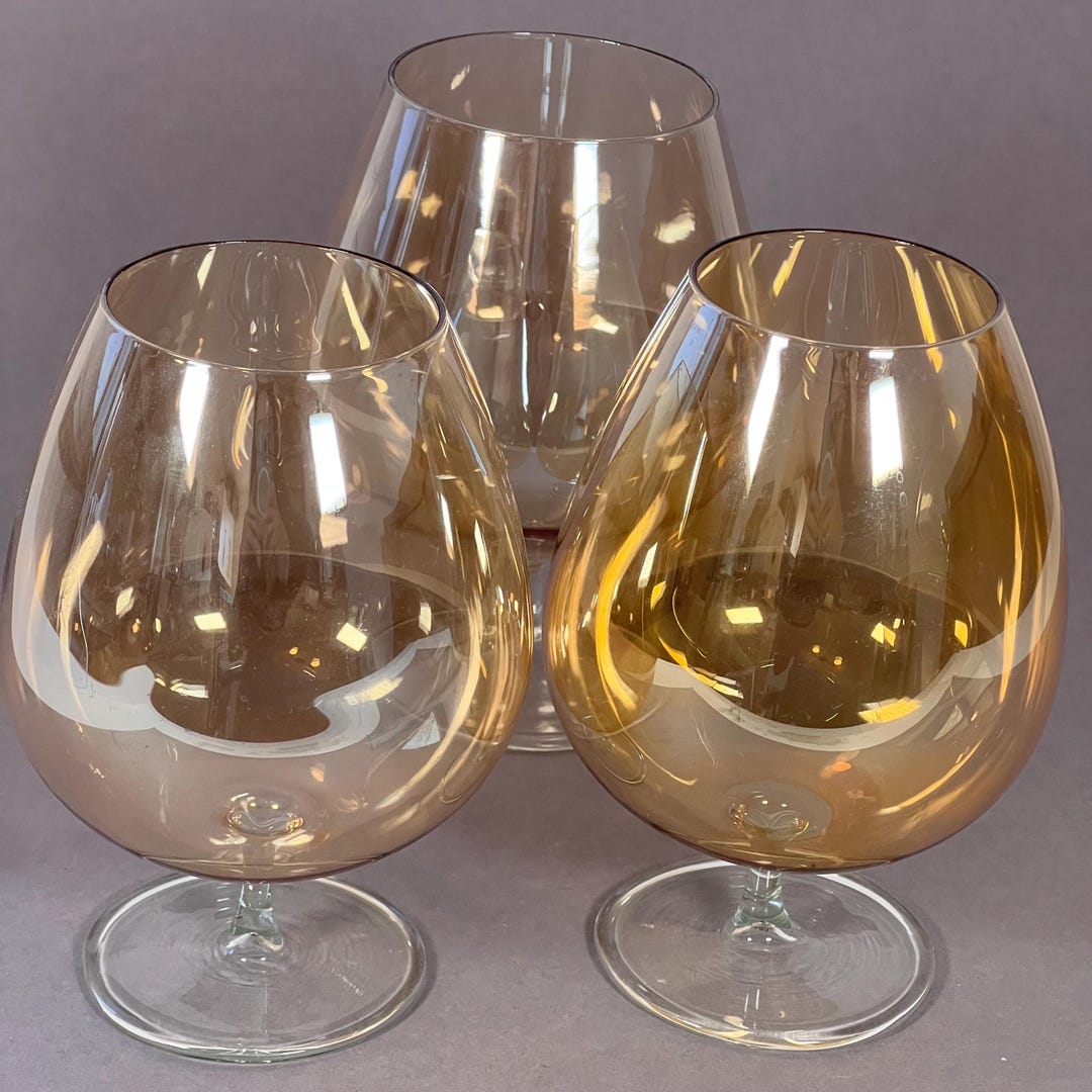 Set of 3 GDR Gold-tinted Cognac Snifters | Vintage Thuringia Brandy ...