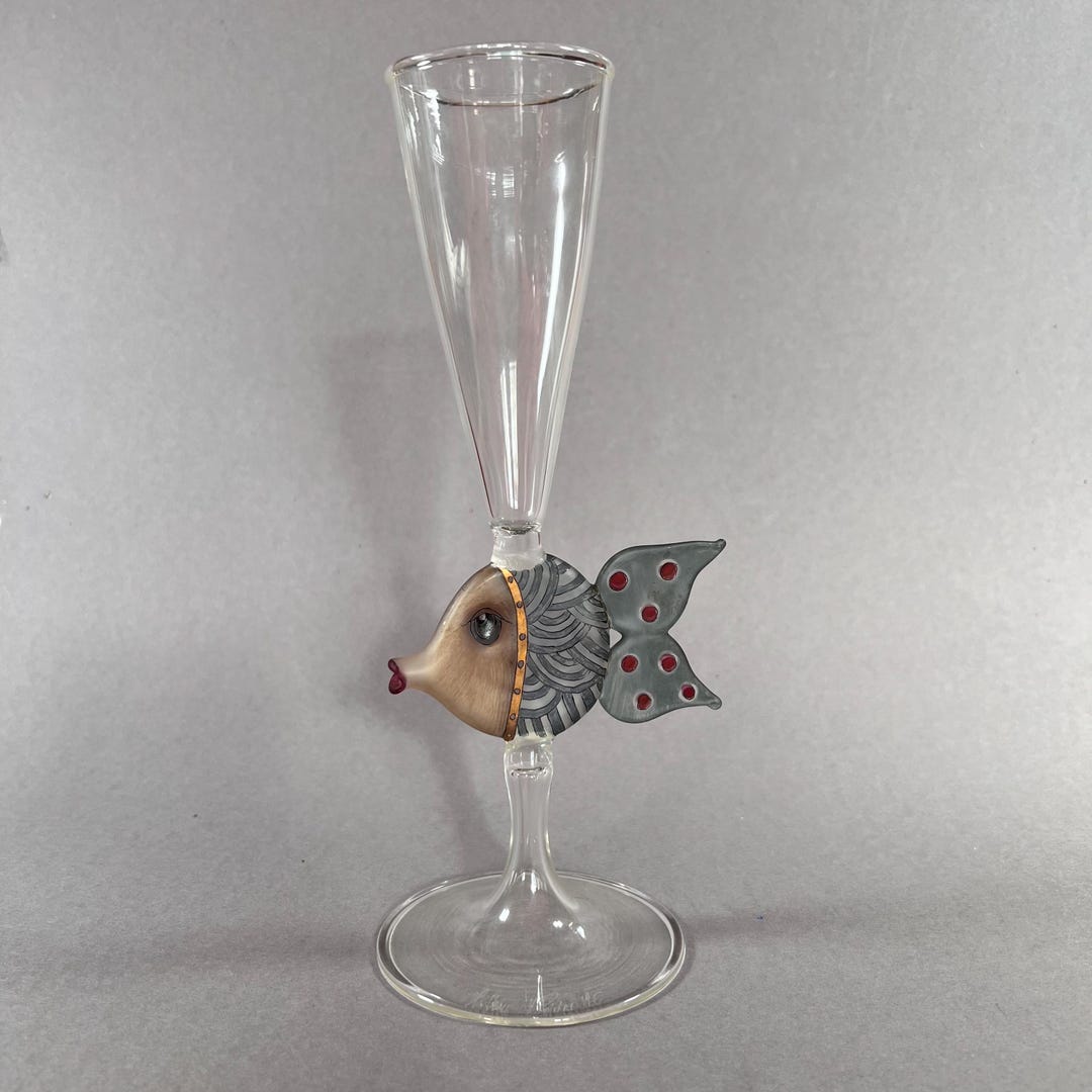 Champagne Glass, Art Glass, Fish, Hubert Stern and Heike Polster ...