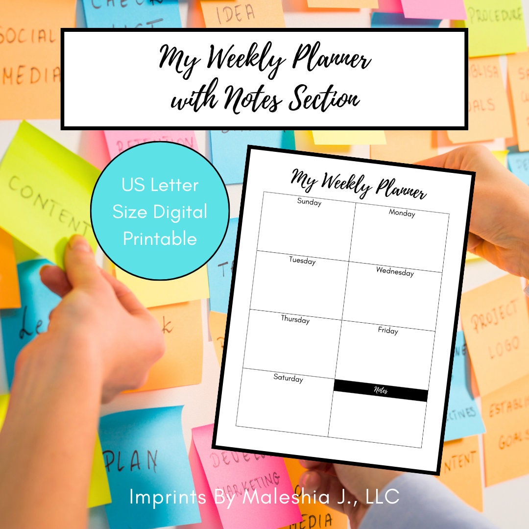 My Original Weekly Planner With Notes Template Printable US Letter PDF ...