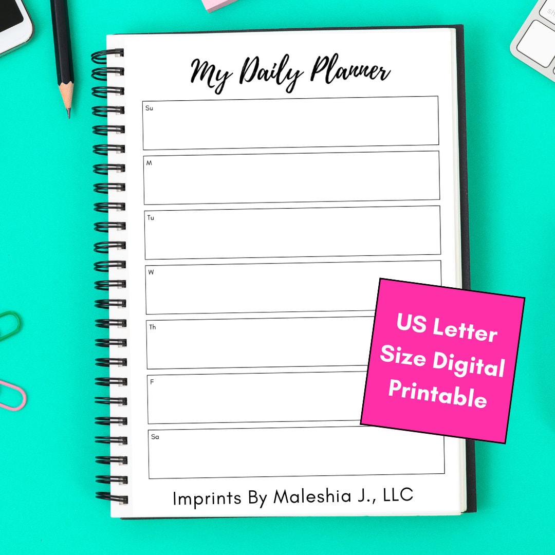 My Daily Planner Template Printable US Letter PDF (vertical Portrait ...