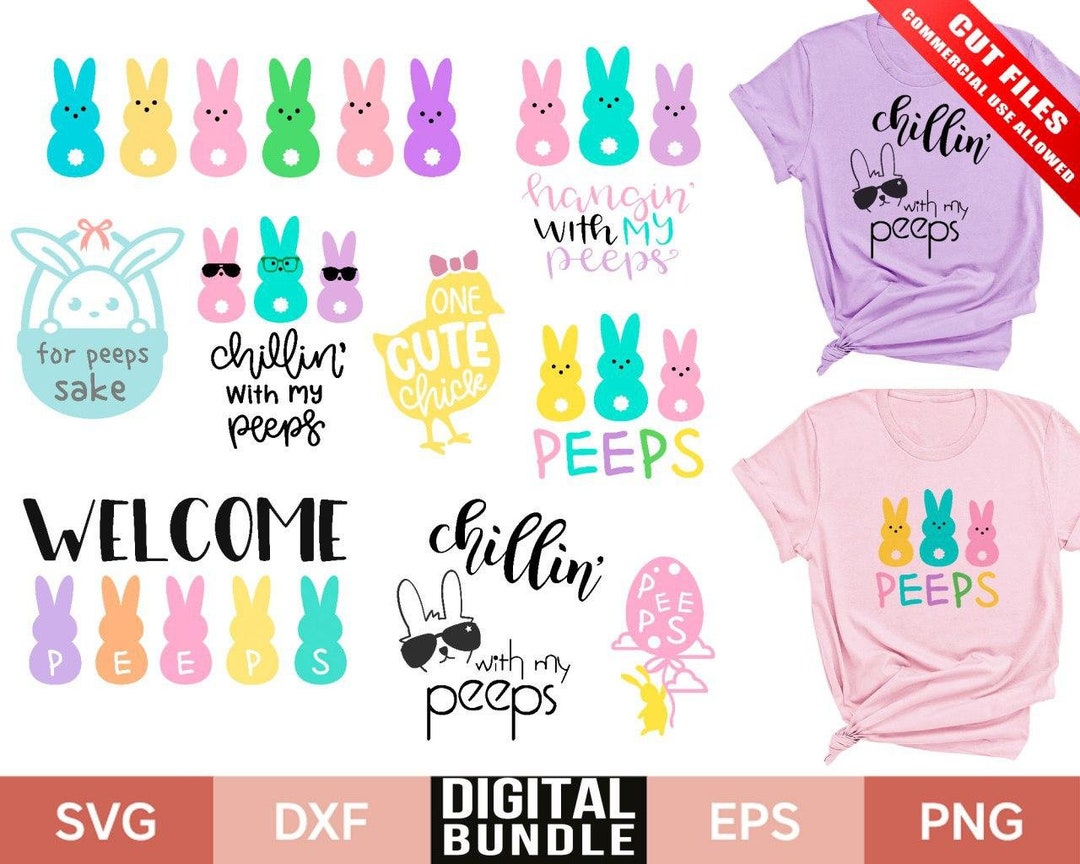 Easter Peeps Svg, Peeps Svg Bundle, Peeps Png, Peeps Bunny Svg, Hanging ...