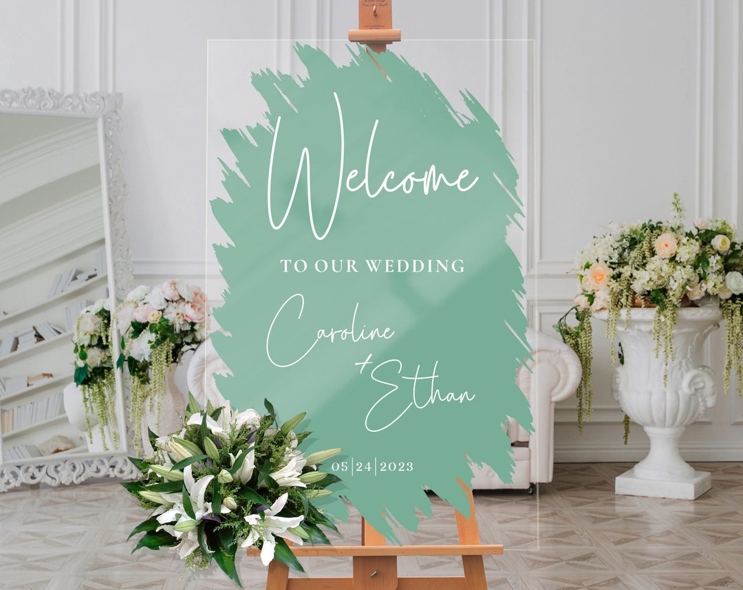 Brushed Sign, Wedding Welcome Sign, Custom Acrylic Sign, Clear Acrylic ...