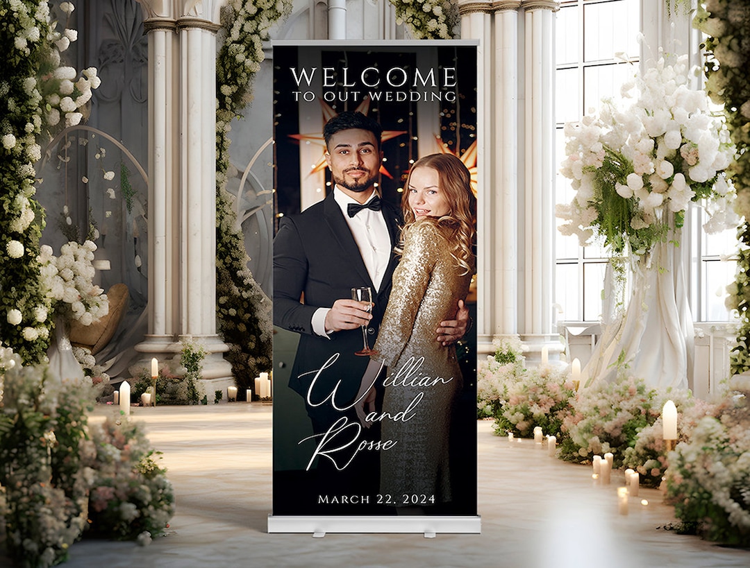 Wedding Retractable Banner Welcome Large Photo Roll Up, Custom Logo ...