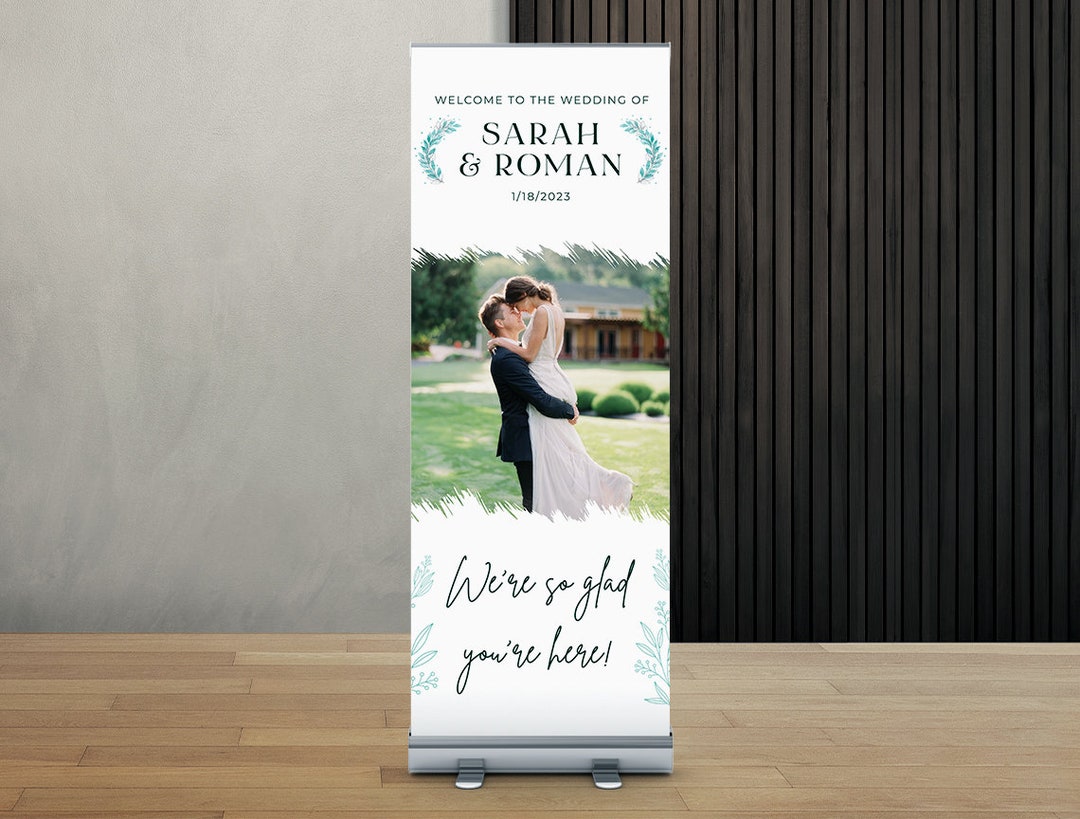 Wedding Retractable Banner Welcome Turquoise Flowers - Etsy