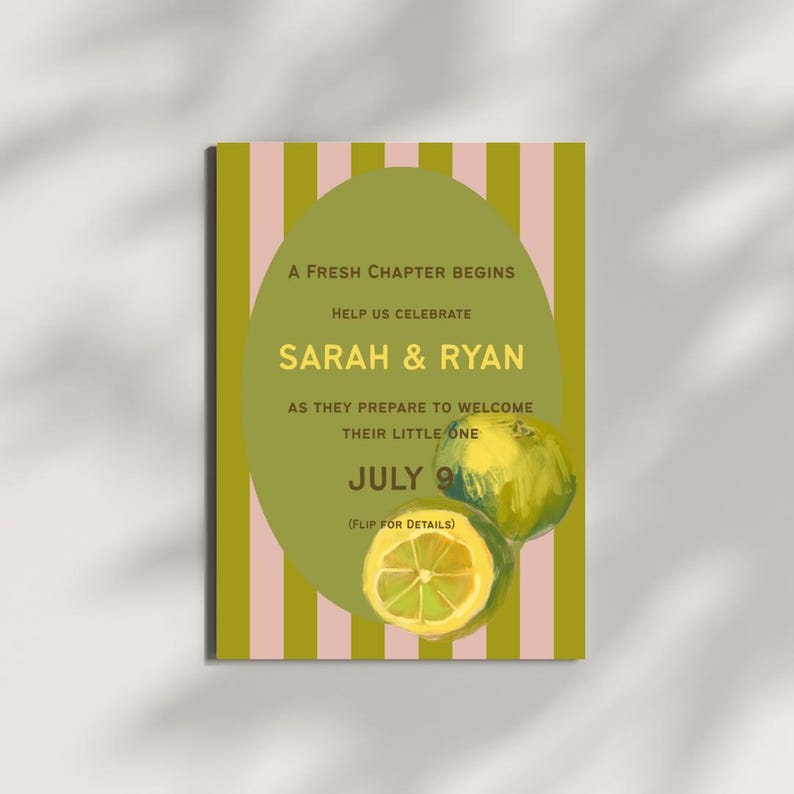 Citrus Baby Shower Invitation Template | Editable Lemon Baby Shower ...