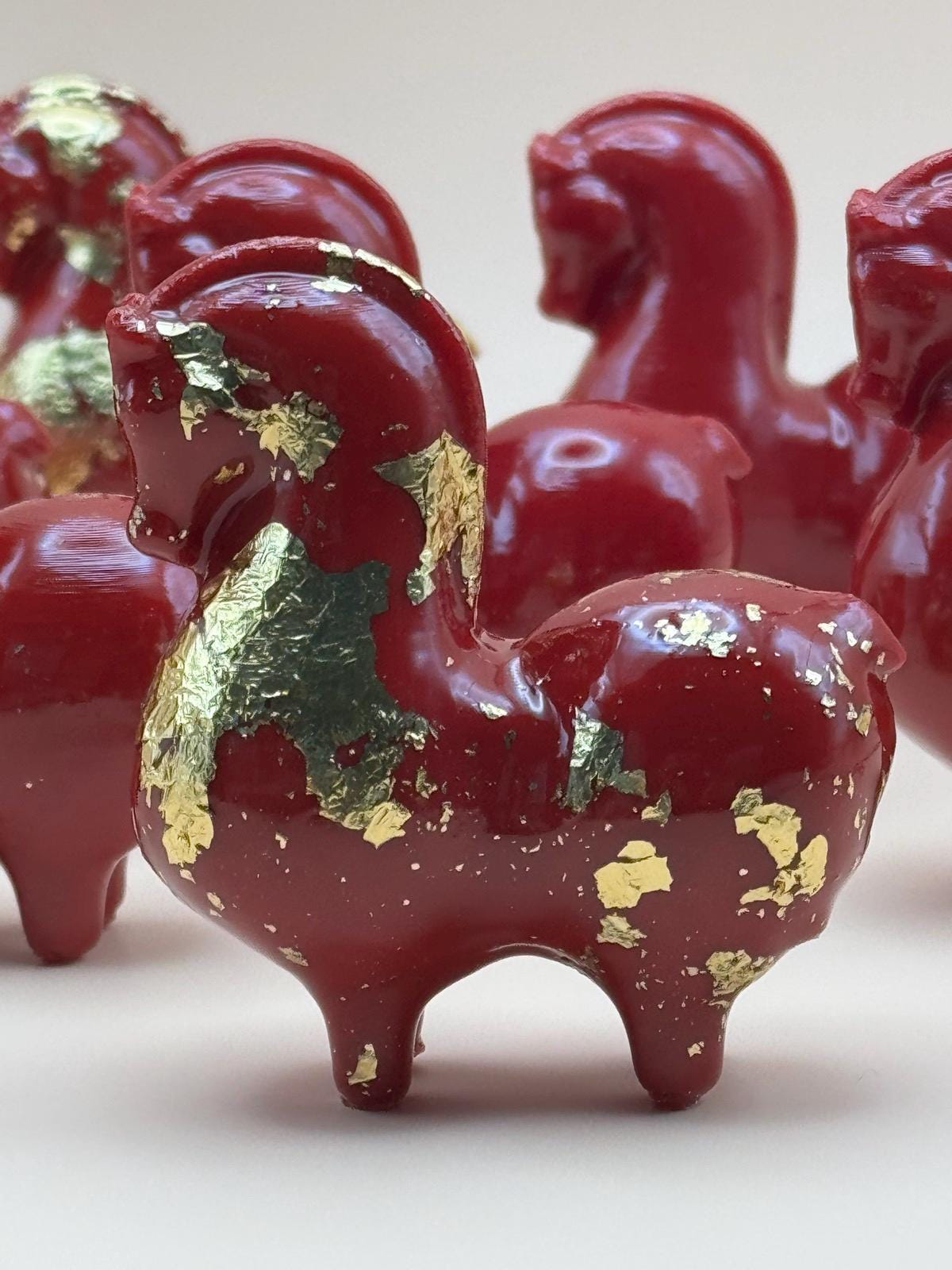 Red Fire Horse Figurine With Gold Leaf: 3D Printed - Etsy