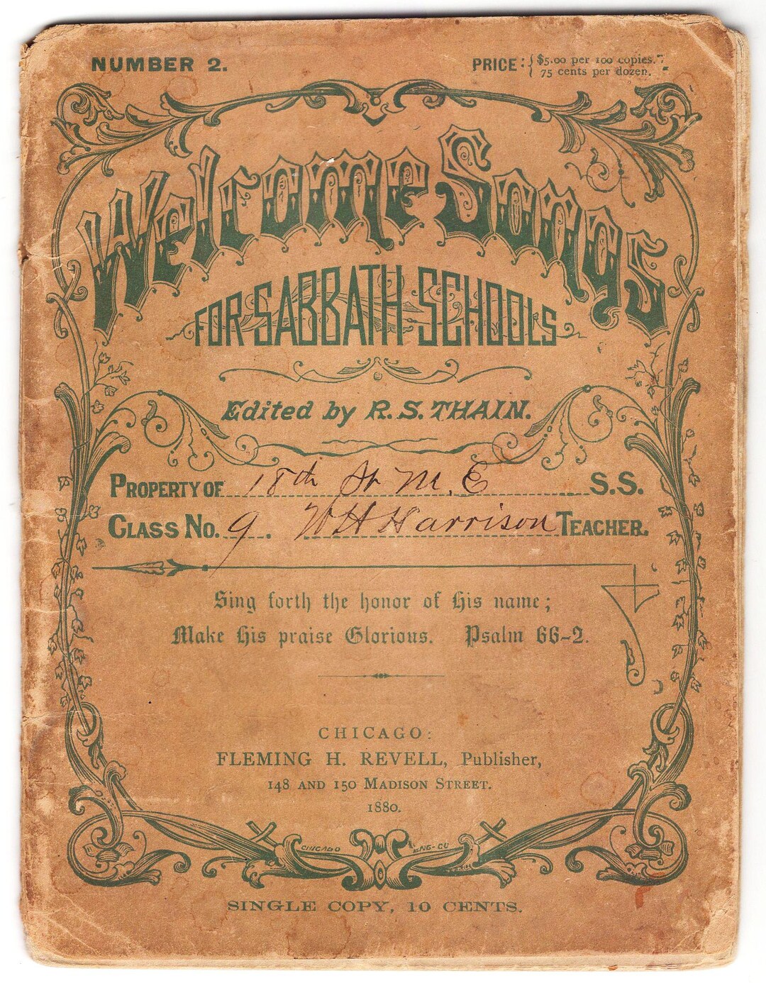 Welcome Songs for Sabbath Schools by R. S. Thain, Fleming H. Revell ...