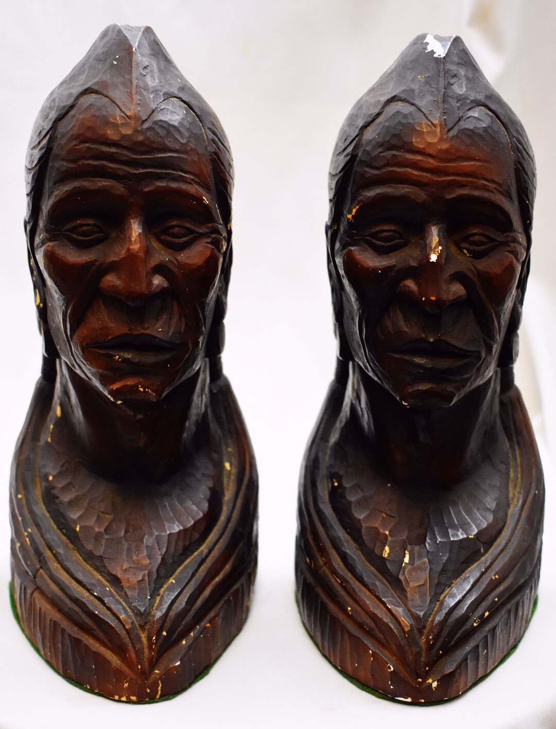 Antique Chalkware (plaster) Indian Head Bookends - Etsy