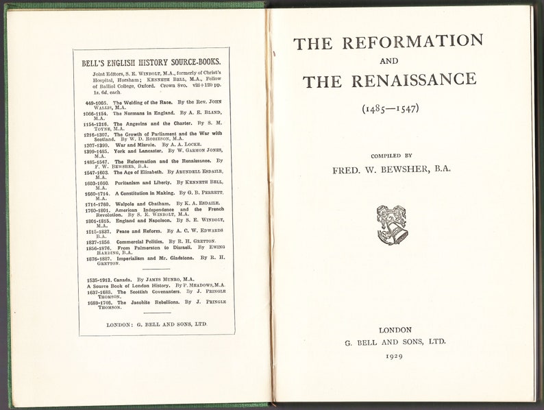 The Reformation and the Renaissance by Frederick W. Bewsher Published ...