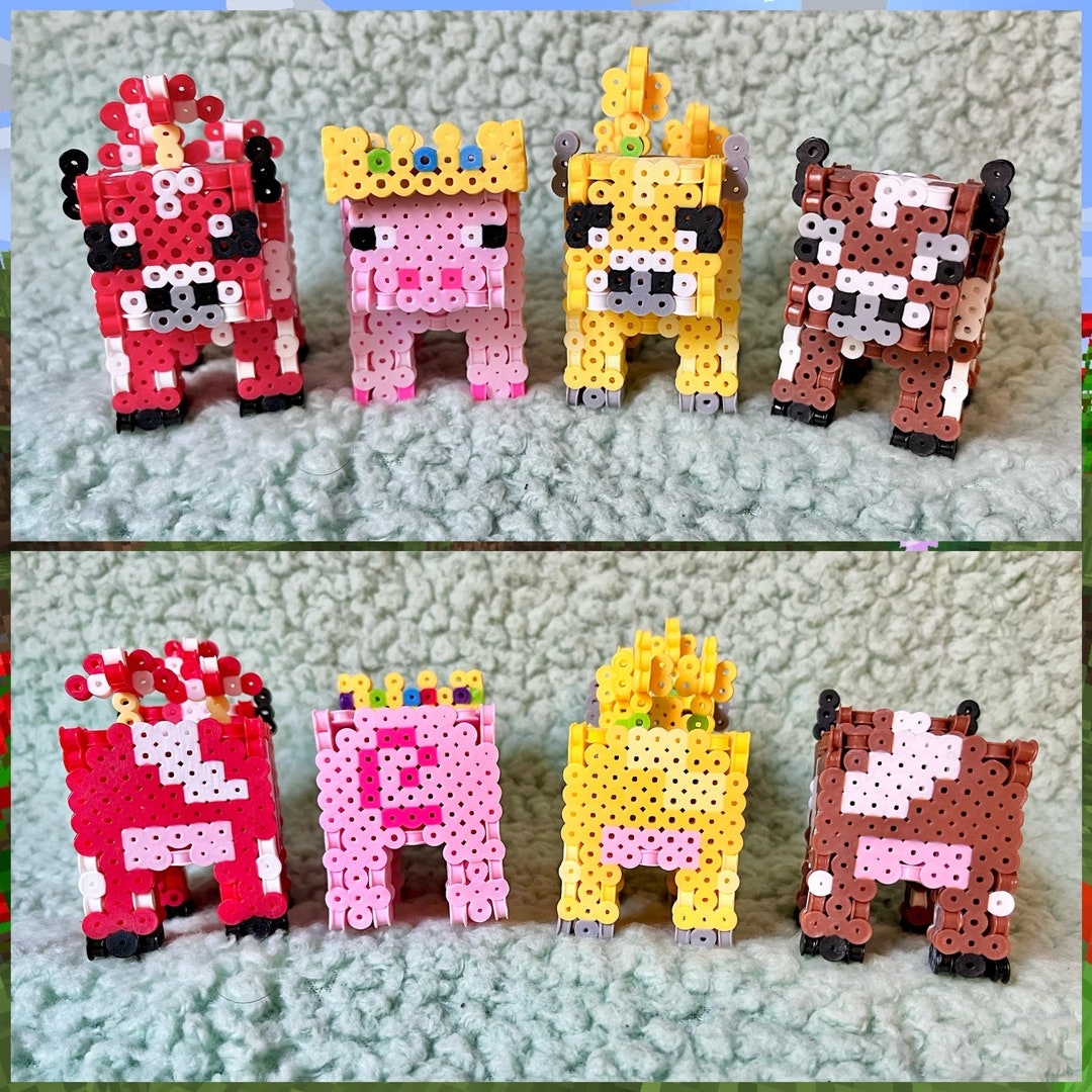 Minecraft Inspired 3D Perler Bead Figures (large Animal Series!) | Cow ...