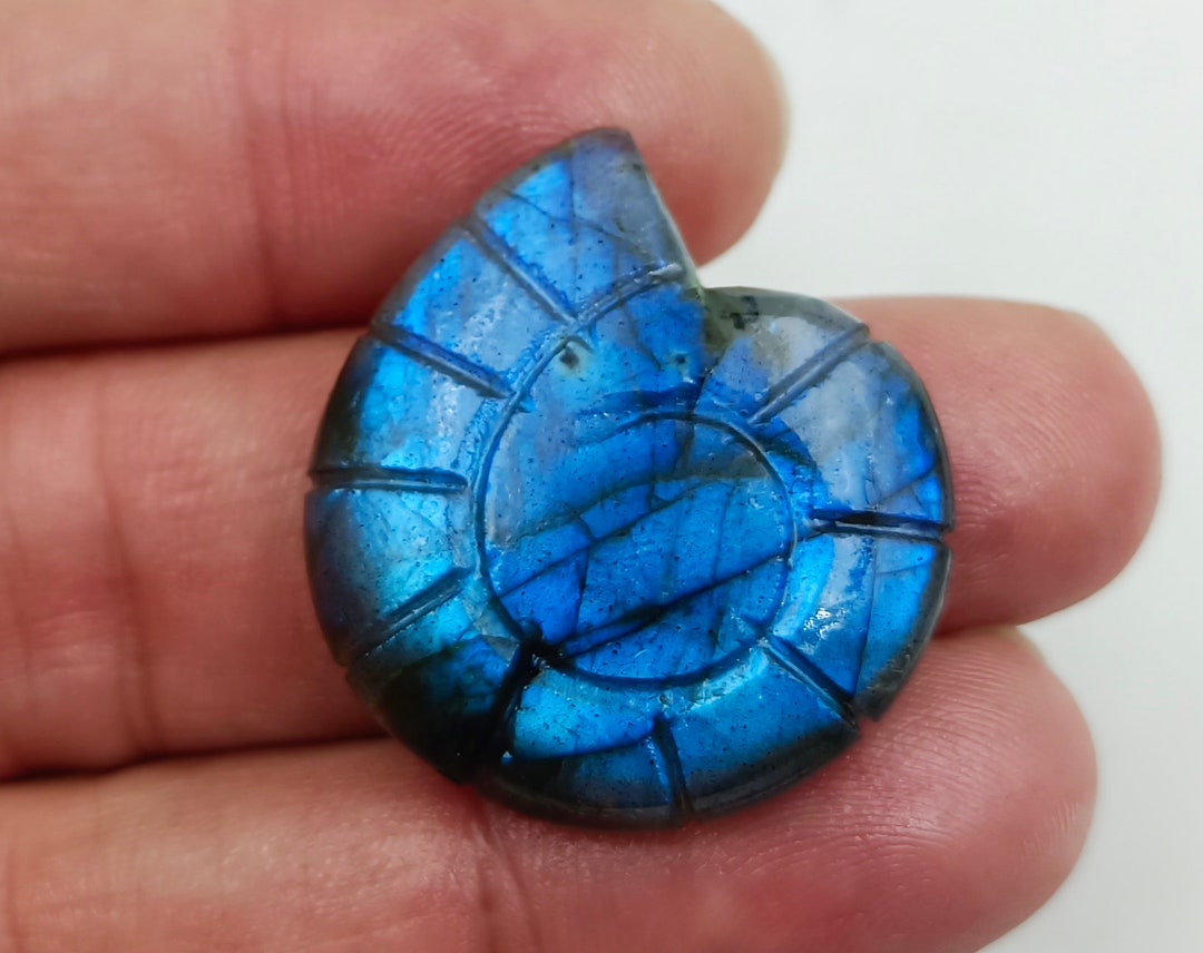 Labradorite Snail Carving, Labradorite Cabochon Carving, Labradorite Cabochon Gemstone Ammonite ...