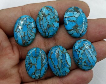 10 Pieces Blue Copper Turquoise Oval Shape Loose Smooth | Etsy