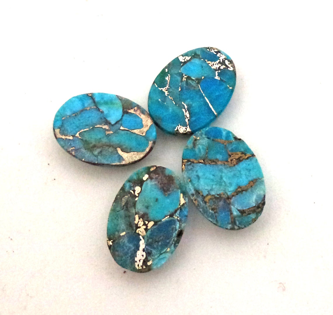 10 Pieces Blue Copper Turquoise Oval Shape Loose Smooth | Etsy