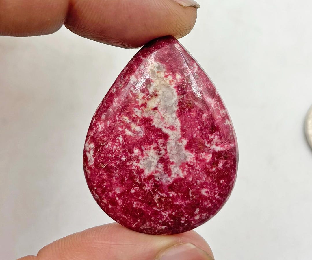 Pink Thulite, Thulite Cabochon, Natural Thulite Gemstone, Teardrop Shape Thulite Loose Gemstone ...