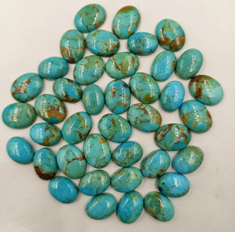 10 Pieces Blue Mohave Turquoise Oval Shape Loose Smooth - Etsy