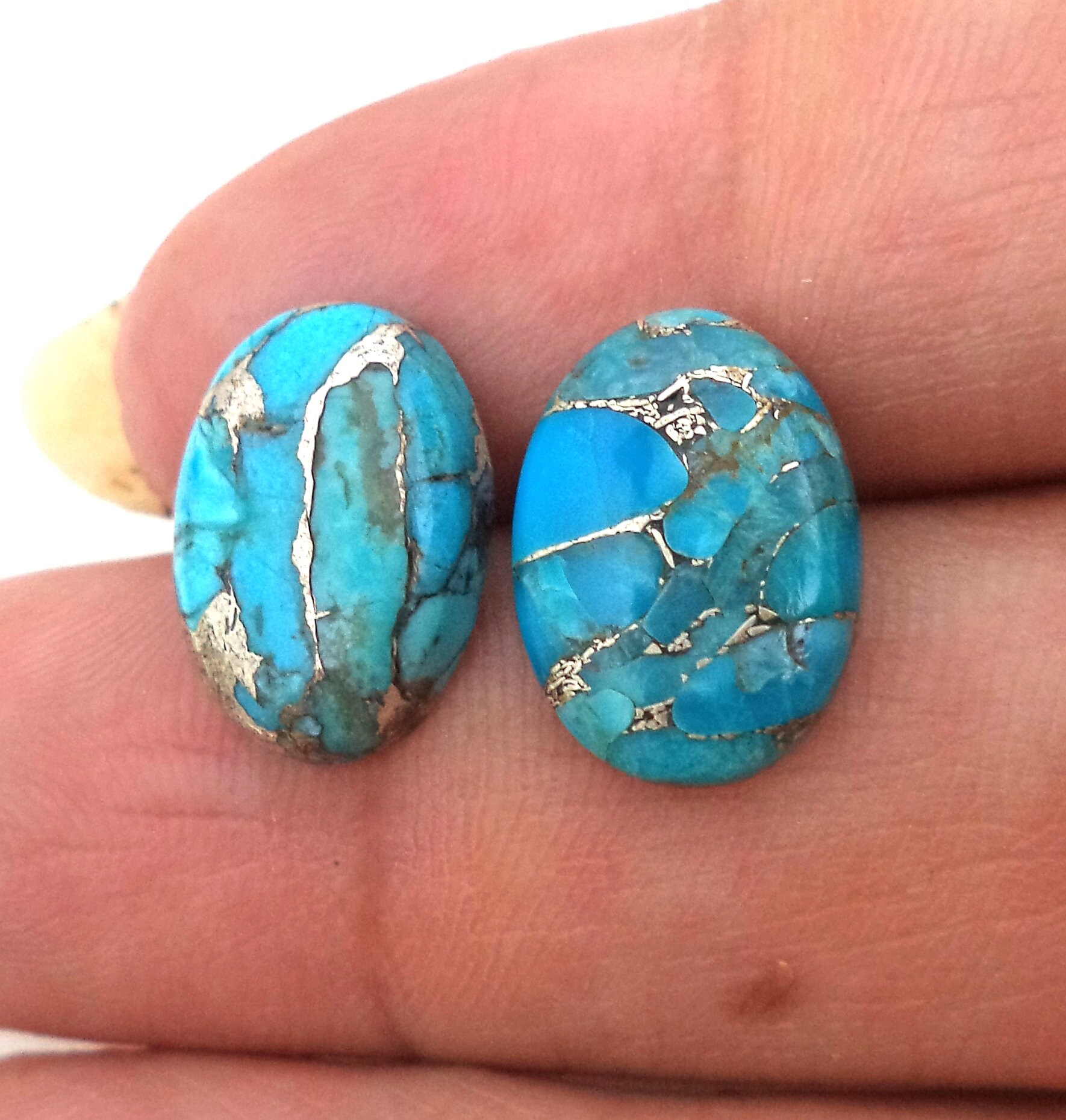 10 Pieces Blue Copper Turquoise Oval Shape Loose Smooth | Etsy