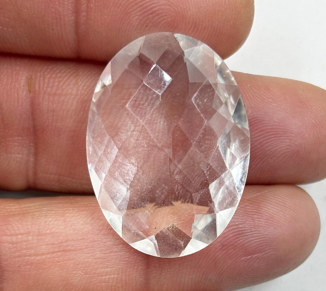 Oval Shape Faceted Clear Quartz, Natural Clear Quartz Checker Cut ...