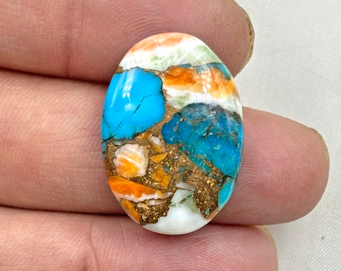 Spiny Oyster Mohave Turquoise Oval Shape Loose Smooth Polished Gemstone ...