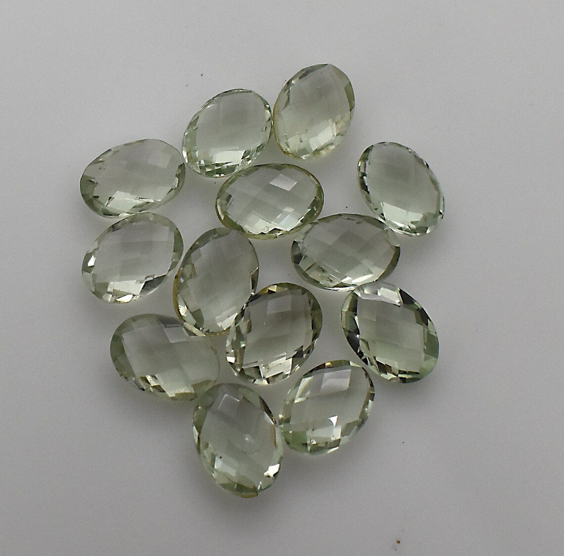 Natural Prasiolite Oval Checkerboard Faceted Loose Stones, Prasiolite ...