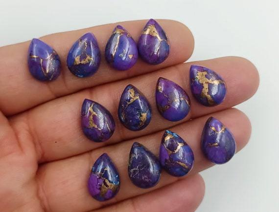 Turquoise Cabochon Loose Turquoise Gemstone 10x14 Mm Purple - Etsy