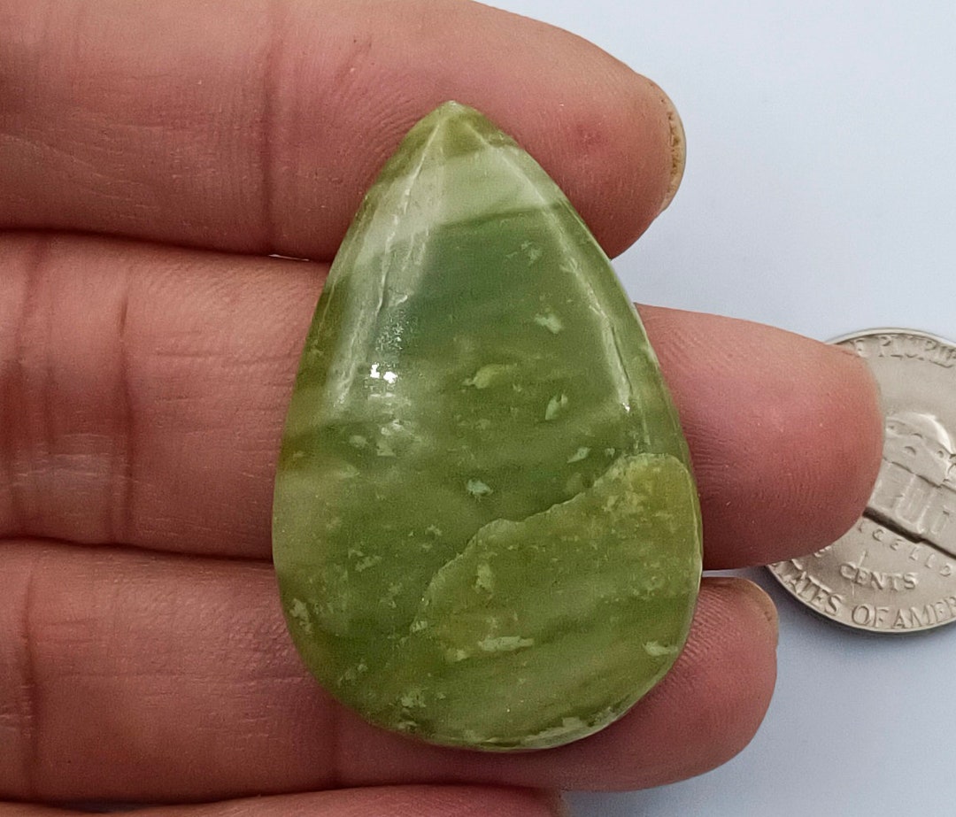 Natural Green Serpentine Gemstone, Teardrop Shape Designer Serpentine ...