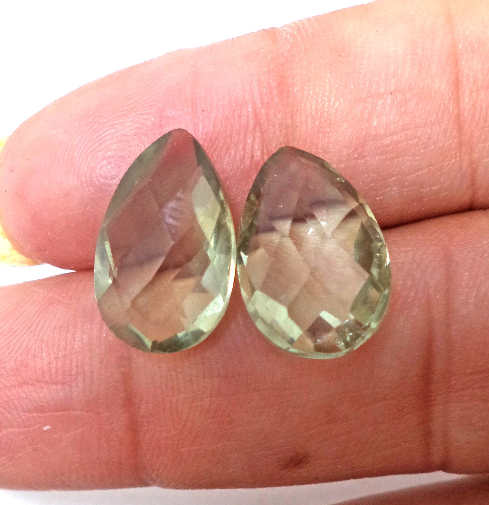 Prasiolita verde amatista Briolettes piedra preciosa de pera | Etsy