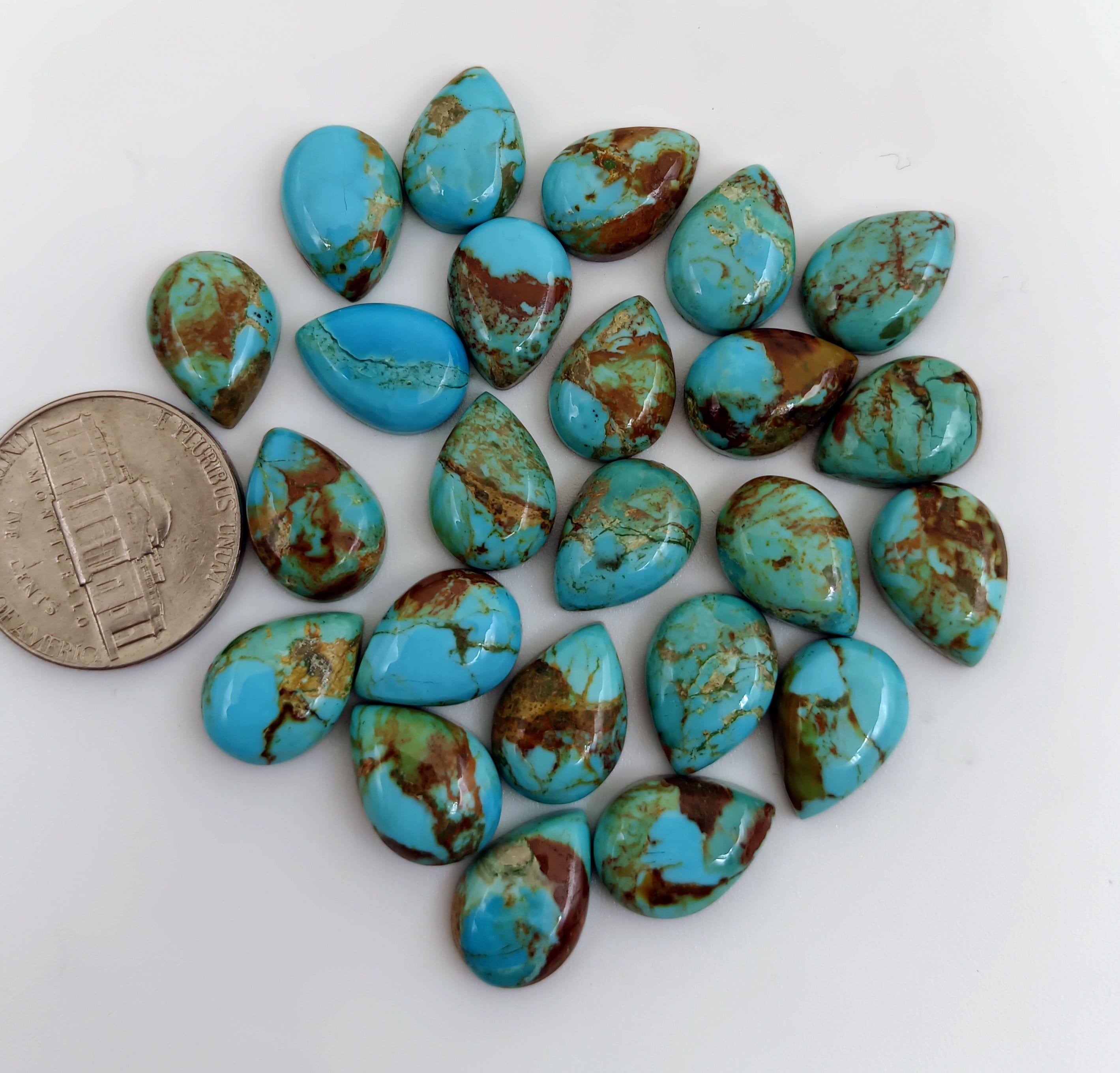 10 Pieces Blue Mohave Turquoise Teardrop Shape Loose Smooth Polished ...