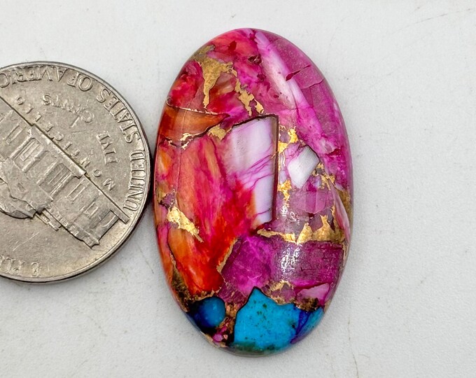 Pink Spiny Oyster Copper Turquoise Cabochon Loose Gemstones Oval Shape ...