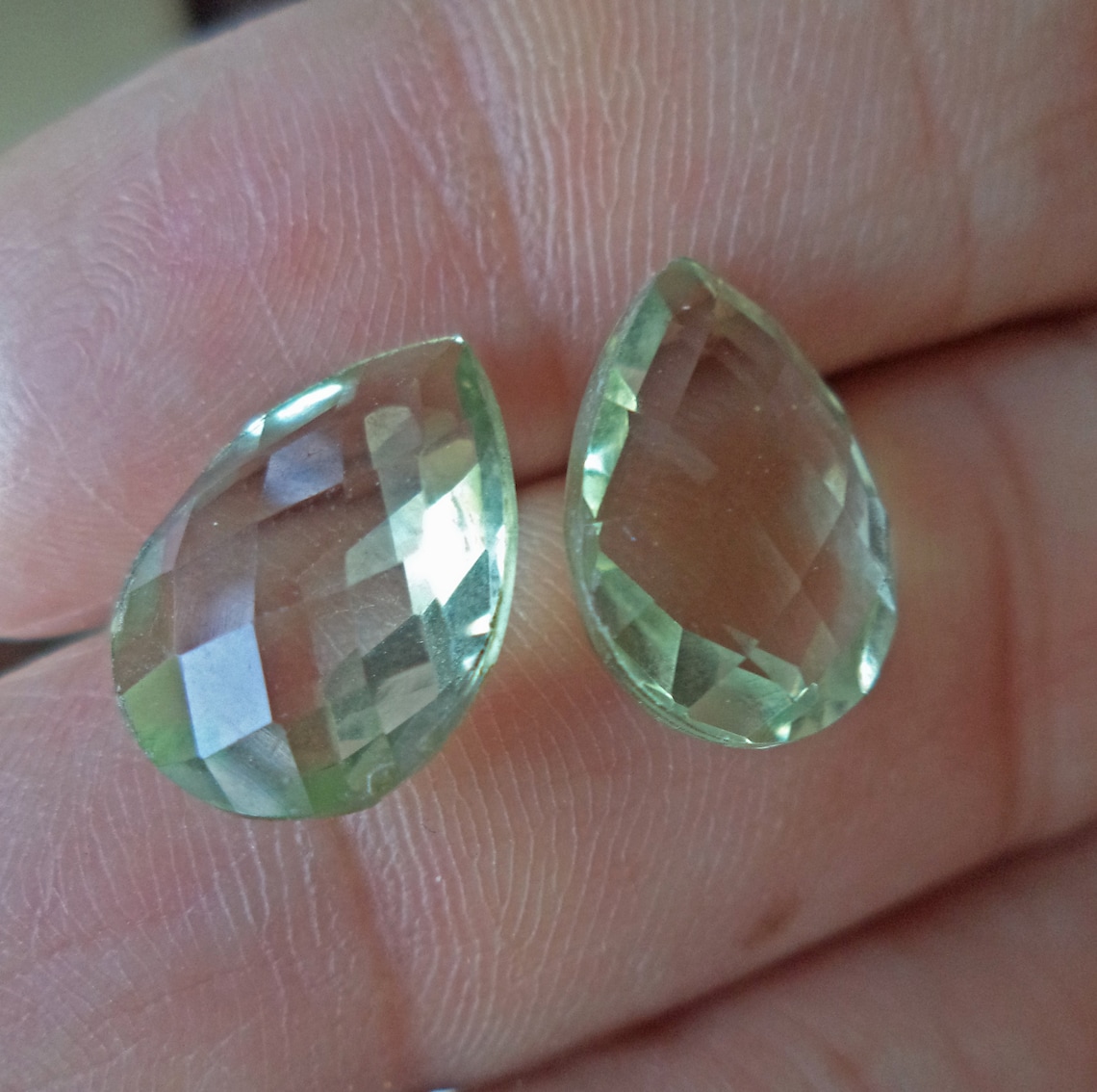 Prasiolita verde amatista Briolettes piedra preciosa de pera | Etsy