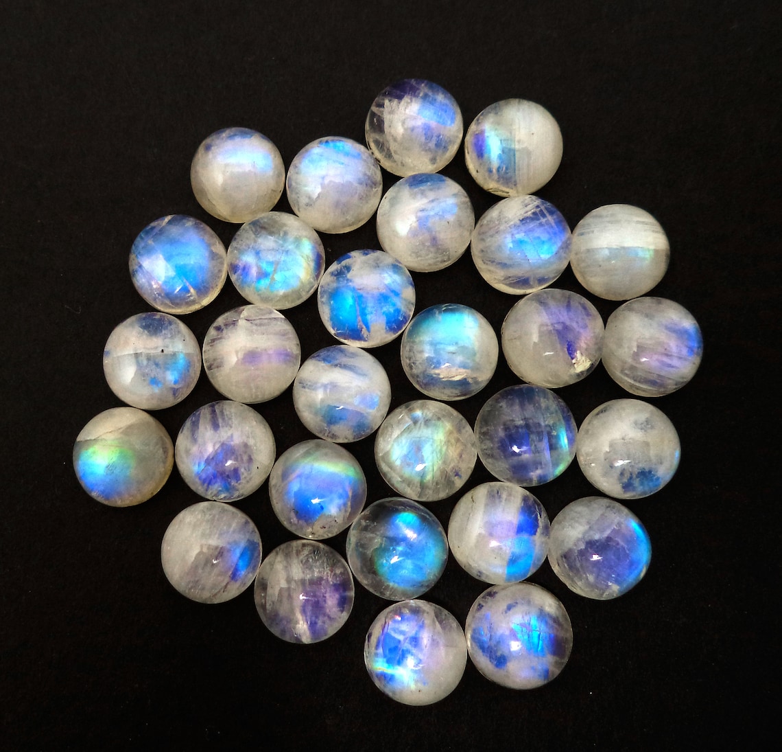 Natural Rainbow Moonstone Round Cabochon Gemstone Rainbow - Etsy