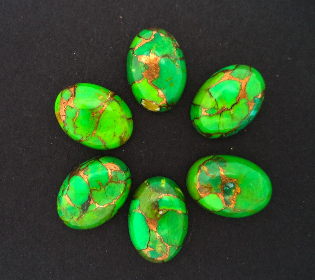 10 Pieces Green Copper Turquoise Oval Shape Loose Smooth Polished ...