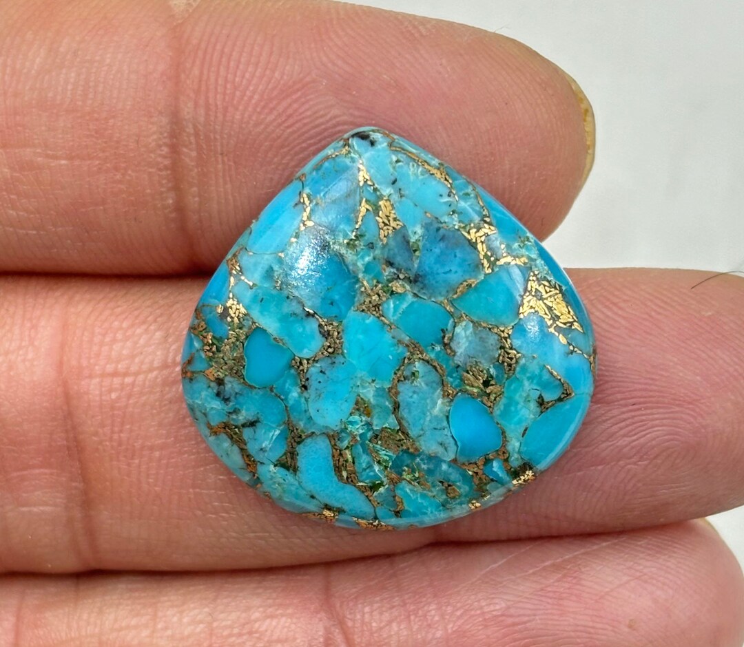 Blue Copper Turquoise Pear Shape Gemstone, Turquoise Cabochon Gemstone ...