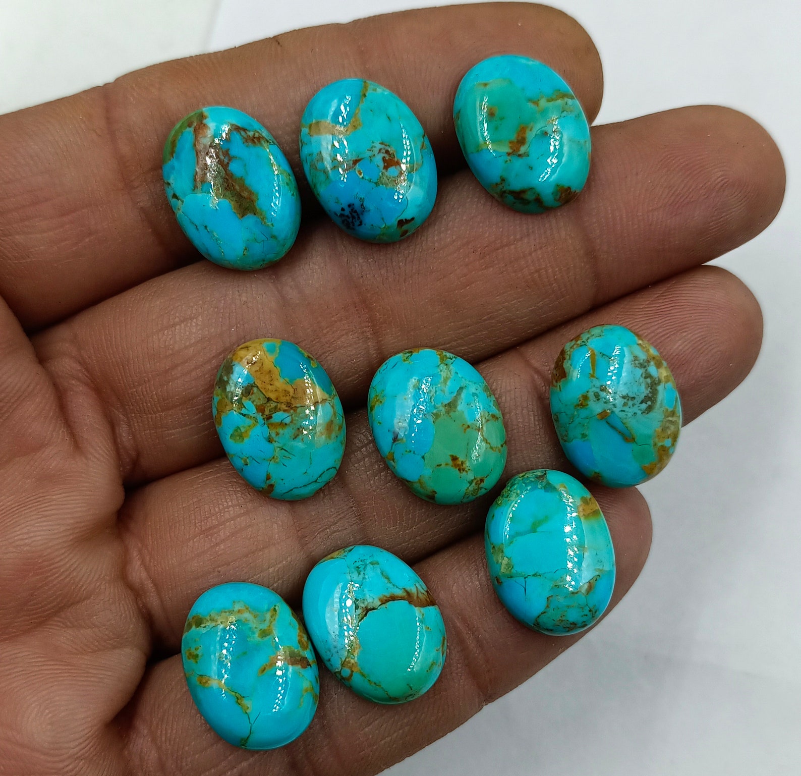 10 Pieces Blue Mohave Turquoise Oval Shape Loose Smooth - Etsy
