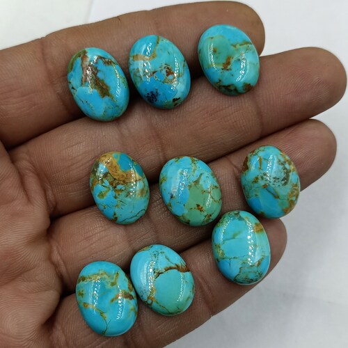 10 Pieces Blue Mohave Turquoise Round Shape Loose Smooth - Etsy