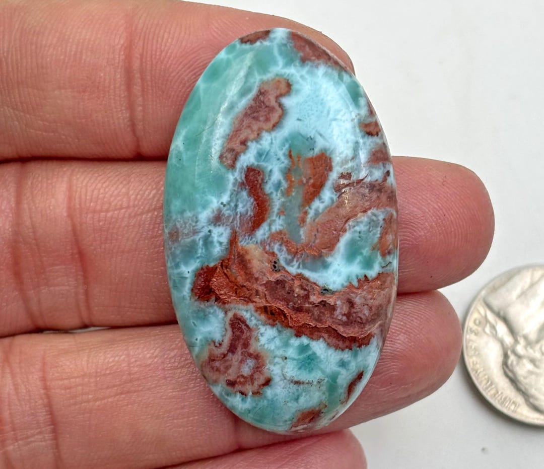 Natural Larimar, Dominican Larimar, Oval Shape Larimar Cabochon, Flat ...