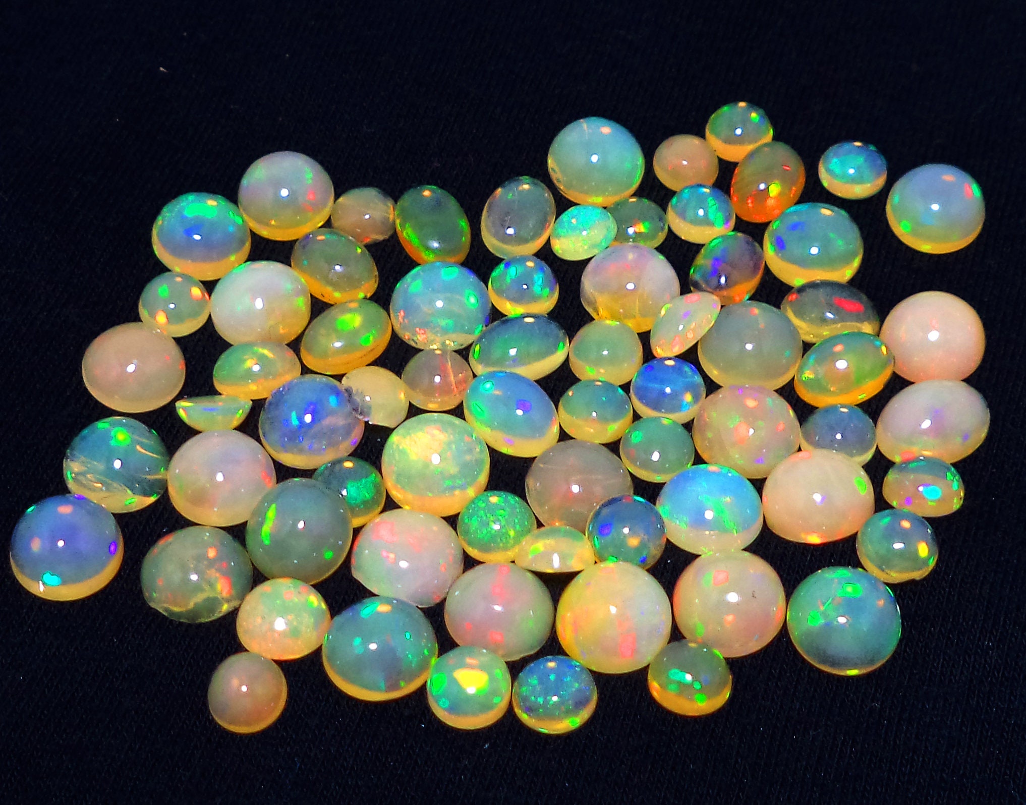 Natural Ethiopian Opal Gemstone, Ethiopian Opal Round Cabochon ...
