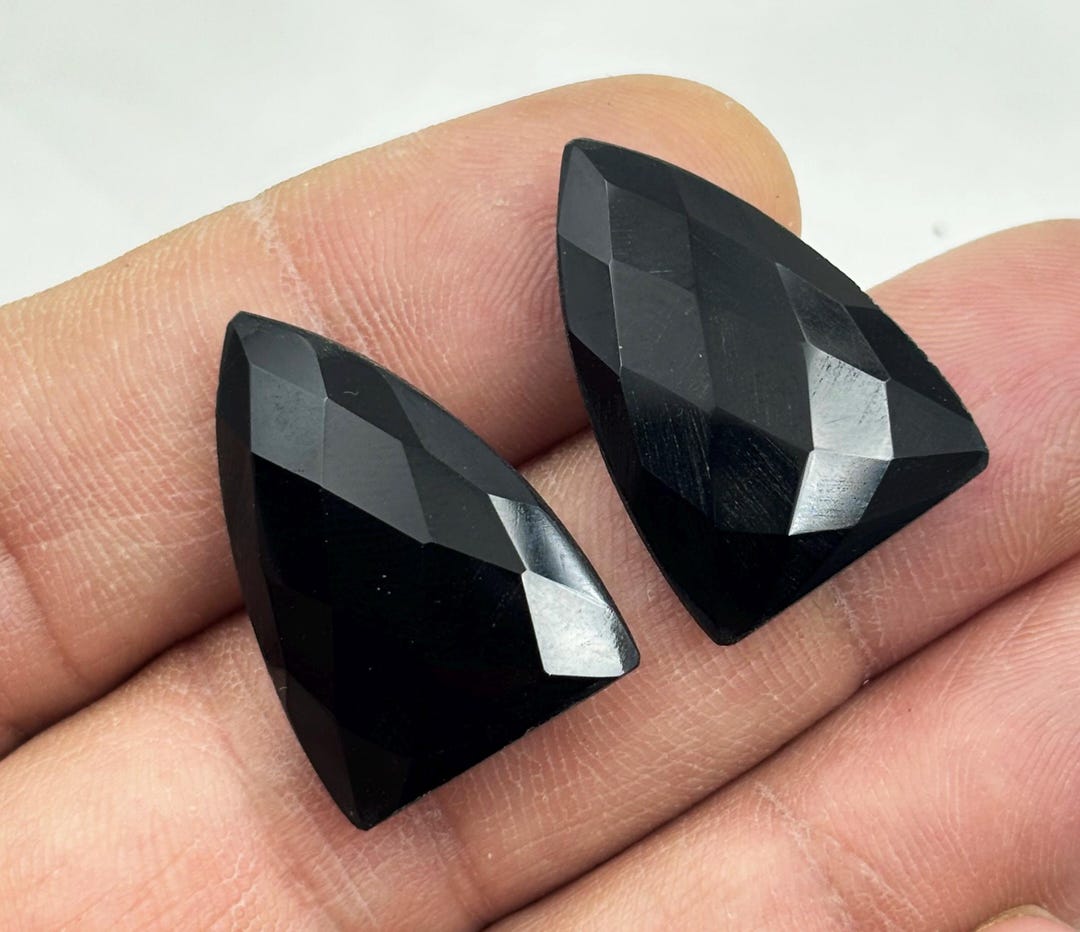 Black Onyx Pair, Gemstone Pair, Natural Onyx Matching Pairs, Faceted ...